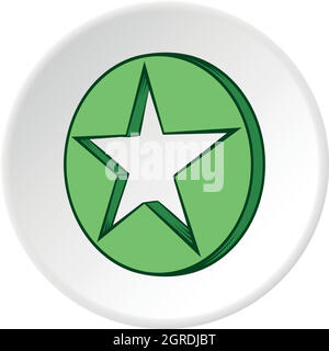 Star in circle icon in cartoon style on white circle background. Figure ...