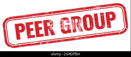 PEER GROUP text on red violet ribbon badge stamp Stock Photo - Alamy