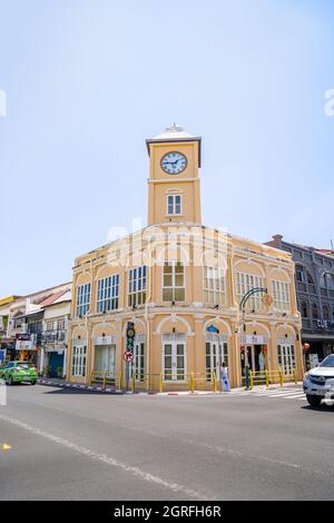 Classic Sino-Portuguese architectural style shophouse building at Ban ...