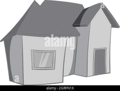 One storey residential house icon in cartoon style isolated on white ...