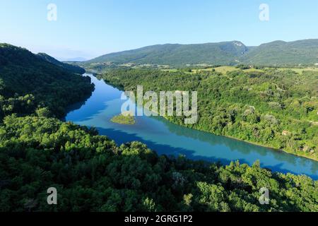 France, Ain, Chanay, The Rhone (aerial view Stock Photo - Alamy