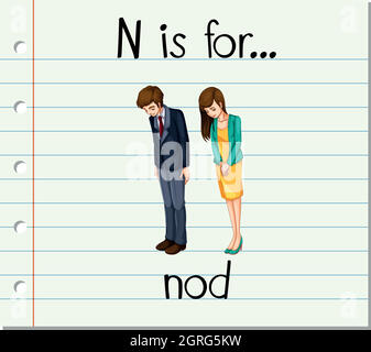 Flashcard letter N is for nod illustration Stock Photo - Alamy