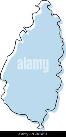 Stylized outline map of Saint Lucia with national flag icon. Flag color ...