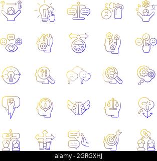 Critical thinking linear icons set. Analysis, Reasoning, Evaluation ...