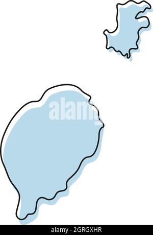 Stylized outline map of Sao Tome and Principe with national flag icon ...