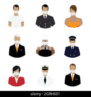 group of diversity men wearing medical masks characters vector ...