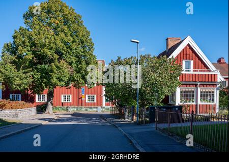 Vintage residential buildings in the Red Town at the Marielund district ...