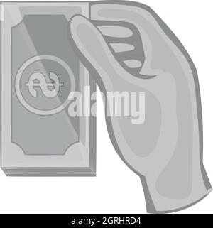 Cartoon money symbol. Wad of cash and flying coins. Vector illustration ...