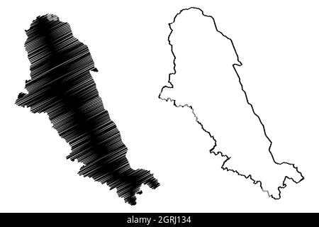 Hoshiarpur district (Punjab State, Republic of India) map vector ...