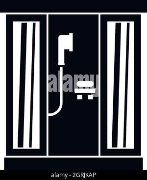 Interior shower cabin icon simple vector. Door glass. Domestic faucet ...