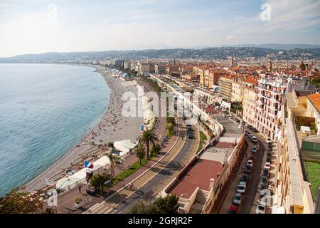 Aerial view of Nice, Nice, the capital of the Alpes-Maritimes ...