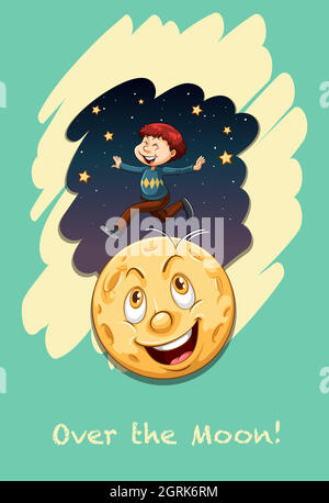 Idiom saying over the moon Stock Vector Image & Art - Alamy
