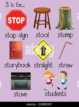 Flashcard alphabet S is for stop sign Stock Vector Image & Art - Alamy