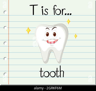 Flashcard letter T is for tooth illustration Stock Vector Image & Art ...