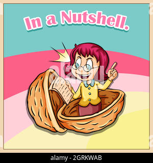 In a nutshell idiom illustration Stock Vector Image & Art - Alamy
