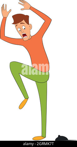 Person Afraid of Mouse, Vector Cartoon Stick Figure Illustration Stock ...