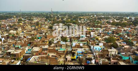 Aerial of a small urban Indian village Mandya India Stock Photo - Alamy