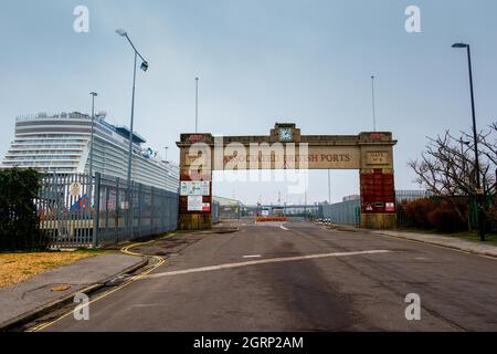 Gate 8 at The Associated British Port at Southampton in Hampshire, UK ...