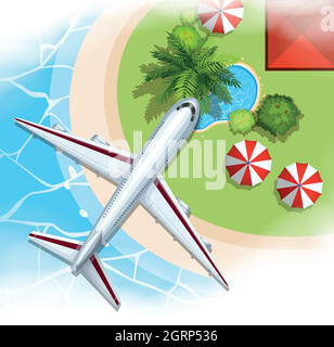 Aerial view of airplane flying over neighborhood Stock Vector Image ...