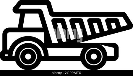 Icon of tipper. Black background with white. Vector illustration Stock ...