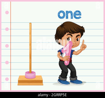 Boy cartoon character with math and number theme illustration Stock ...