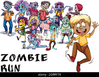 Many zombies chasing human illustration Stock Vector Image & Art - Alamy
