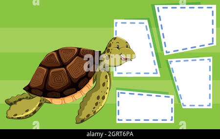 Green turtle on note template illustration Stock Vector Image & Art - Alamy