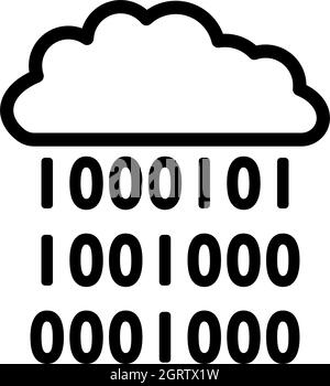 Cloud Data Stream Icon. Black on White Background With Shadow. Vector ...