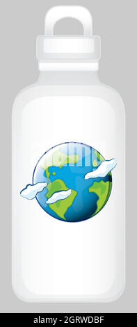 illustration of water bottle with planet earth inside made to ...