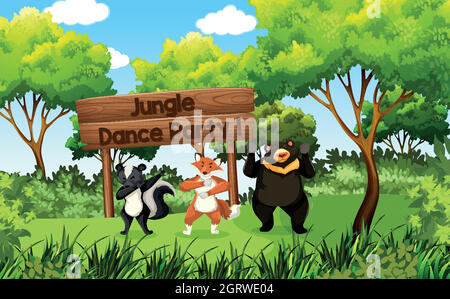 Animals jungle dance party Stock Vector Image & Art - Alamy