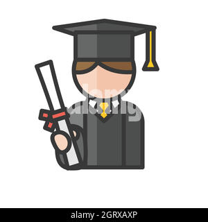 Academic icon vector male student person profile avatar with mortar ...