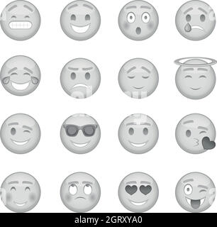 Set monochrome smiley emoticon emoji Stock Vector Image & Art - Alamy