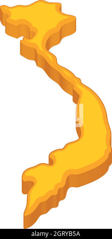 Vector cartoon Vietnam map icon in comic style. Vietnam sign ...