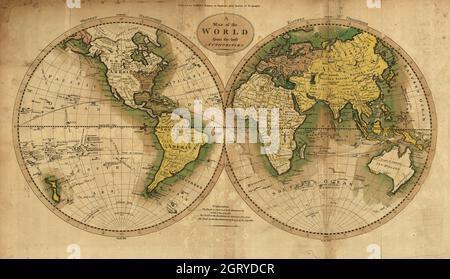 A map of the world from the best authorities. Double hemisphere map ...