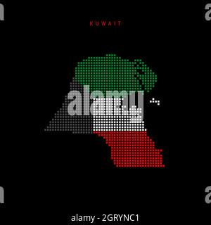 Dotted Map of Kuwait. Simple Silhouette of Kuwait. The National Flag of ...