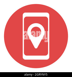 Smartphone with pin location style icon vector. Navigation sign. Graph ...