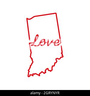 Indiana US state map outline dotted border. illustration. Two-letter ...
