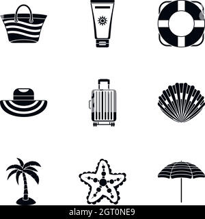 Sandy beach icons set, simple style Stock Vector Image & Art - Alamy