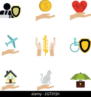 Assurance icons set, flat style Stock Vector Image & Art - Alamy