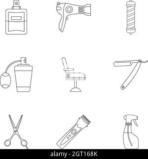 Barbershop vector line icons set. Barber, Haircut, Shave, Salon, Beard ...