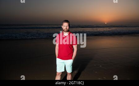 bearded man in shirt. summer fashion style. summer vacation. confident ...