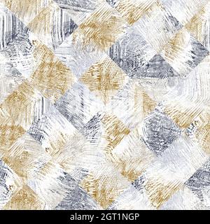 Masculine geometric glitch seamless pattern. Distorted navy blue white ...