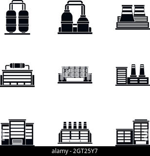 Simple black and white industrial complex illustration. A stylized ...
