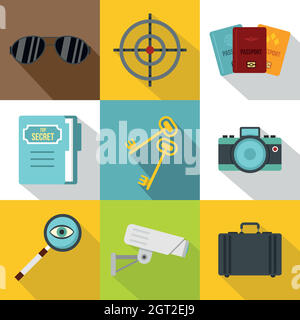 Secret agent icon flat vector. Phone receptionist. Person support ...