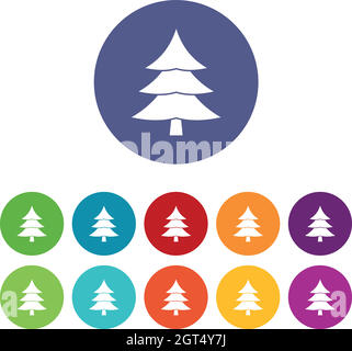 Fir tree icons set vector color Stock Vector Image & Art - Alamy