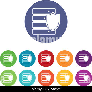 Database with shield icons set Stock Vector Image & Art - Alamy