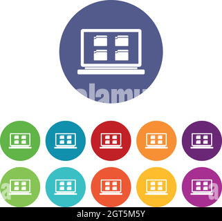desktop with education online icons Stock Vector Image & Art - Alamy