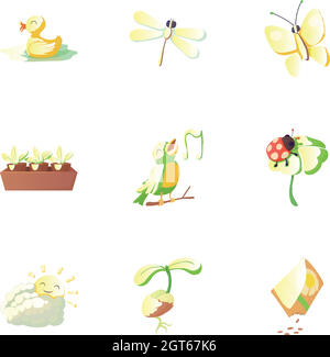 spring season flower nature icons set vector Stock Vector Image & Art ...