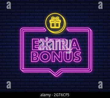 Extra Bonus neon sign vector. Bonus neon text Design template neon sign ...