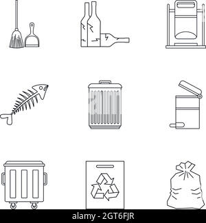 Garbage cracked bottles icon. Outline garbage cracked bottles vector ...